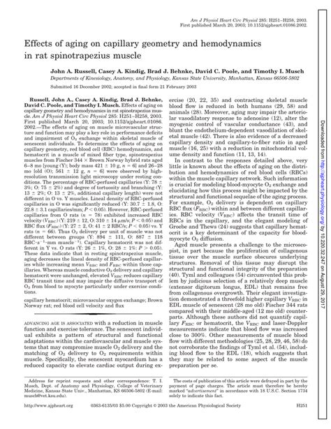 Pdf Capillary Hemodynamics In Aged Skeletal Muscle
