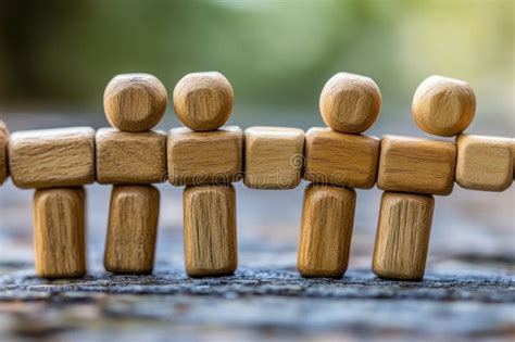 Teamwork Collaboration And Support A Group Of Wooden Figures Standing Together Representing