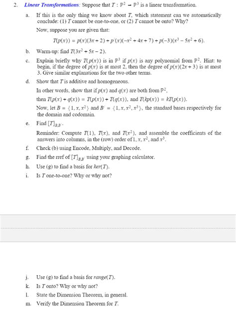 Solved C 2 Linear Transformations Suppose That I P2