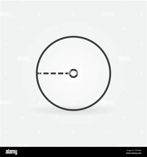 Radius Of A Circle Vector Concept Linear Icon Or Symbol Stock Vector