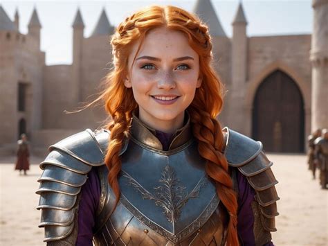 Premium Ai Image A Girl Stands In Battle Armor