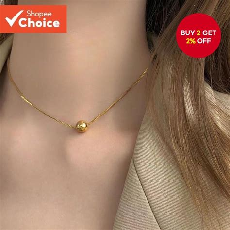 Fashion Gold Plated Ball Necklace Elegant Small Bead Chain Pendant For