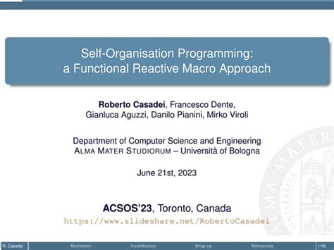 Self Organisation Programming A Functional Reactive Macro Approach Frasp Presentation At