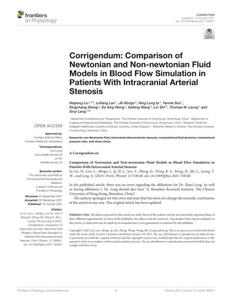 Pdf Corrigendum Comparison Of Newtonian And Non Newtonian Fluid