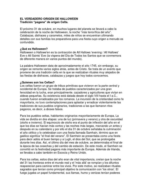 El Verdadero Origen De Halloween Pdf
