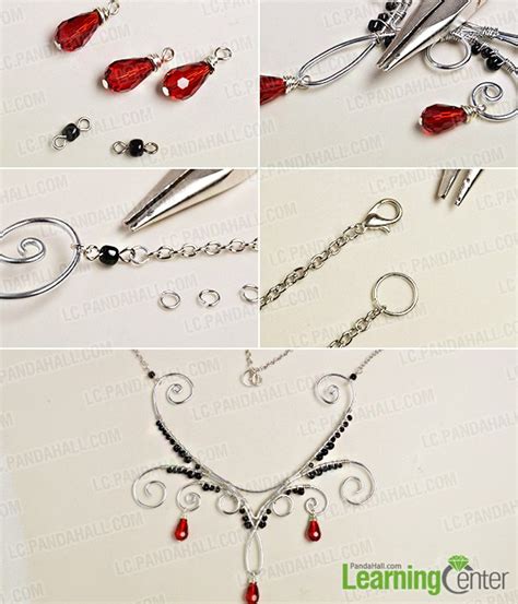 How To Make A Silver Wire Wrapped Necklace With Red Drop Glass Beads
