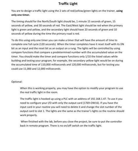 Solved You Are To Design A Traffic Light Using The 2 Sets Of