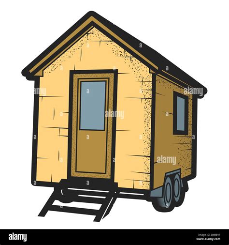 Wheeled Tiny House Or Cabin Trailer Cute Vehicle Hovel Front View