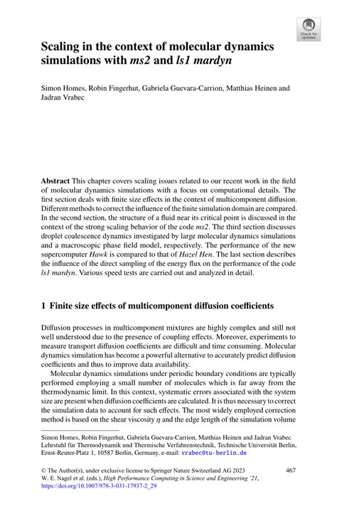 Pdf Scaling In The Context Of Molecular Dynamics Simulations With Ms2 And Ls1 Mardyn