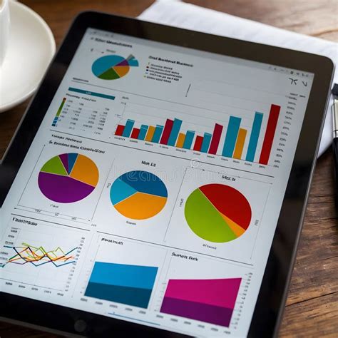sales performance and financial data displayed on tablet for business