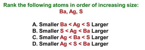 Solved Rank The Following Atoms In Order Of Increasing