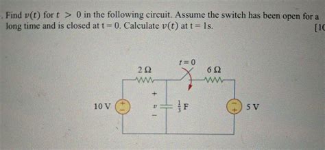 Solved Find V T For T In The Following Circuit Chegg Com