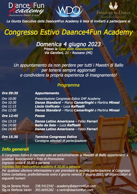 Congresso Estivo D4f Academy 2023 Domenica 4 Giugno 2023 Daance4fun