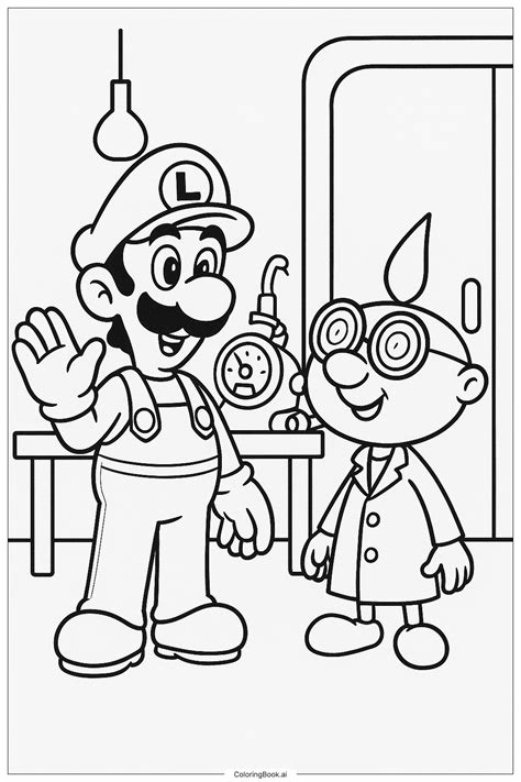 Page De Coloriage Luigi Rencontre Le Professeur E Gadd Pdf And Png Imprimables Gratuitement