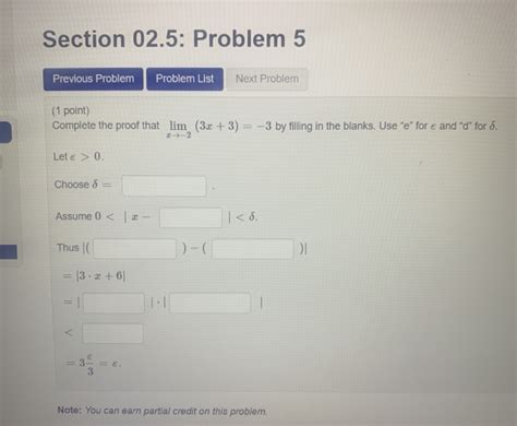 Solved Section 025 Problem 5 Previous Problem Problem List