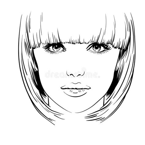 Portrait De Fille Dans Le Contre Jour Dessin Noir Et Blanc De Style
