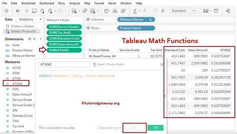 Tableau Math Functions