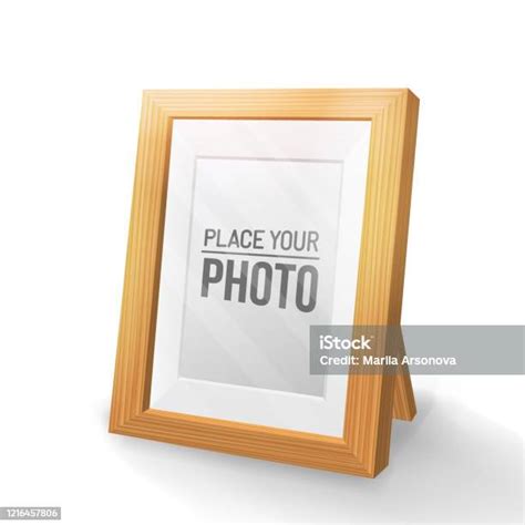 빈 나무 프레임 만화 스타일 데스크톱 사진 프레임입니다 현실적인 나무 투명 유리 3d 요소 모의 Up벡터를 위한 디자인 템플릿