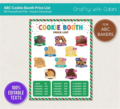 Girl Scout Cookie Booth Printable 2023 Abc Cookie Booth Price List Abc Cookie Booth Template Abc