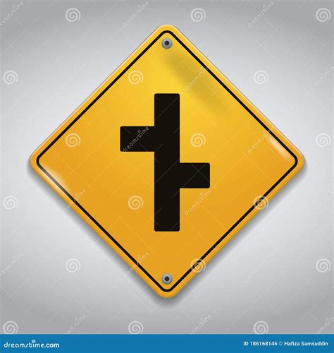 Staggered Intersection Road Sign Vector Illustration Decorative Design