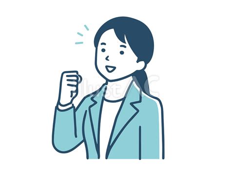 ガッツポーズをするスーツを着た女性イラスト No 23427342／無料イラストフリー素材なら「イラストac」