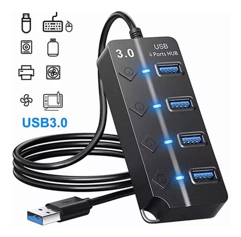 Splitter Usb 30 4 Puertos Concentrador Con Interruptor De Mercadolibre