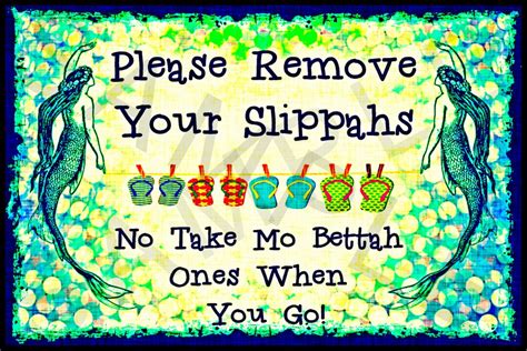 Please Remove Shoes Slippahs Sign 8x12 Metal Vivid Distressed Mermaid
