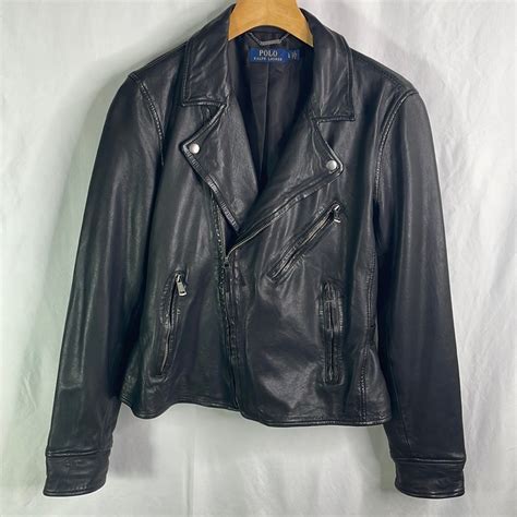 Polo Ralph Lauren Black Leather Biker Jacket Gem