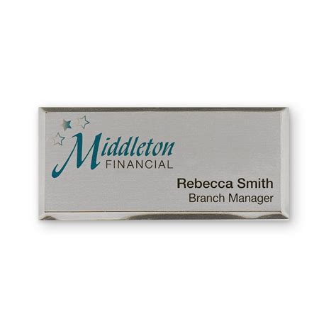 Custom Silver Metallic Full Color Name Badge 1 12 X 3