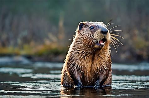 A Beaver With His Mouth Open And His Mouth Open Premium Ai Generated