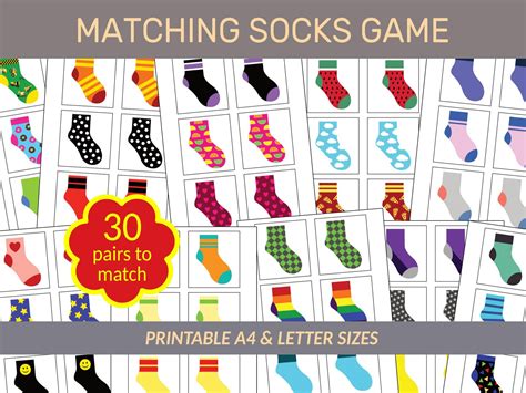 Printable Matching Socks Game Classroom Homeschool Activity Memory Matching Skills
