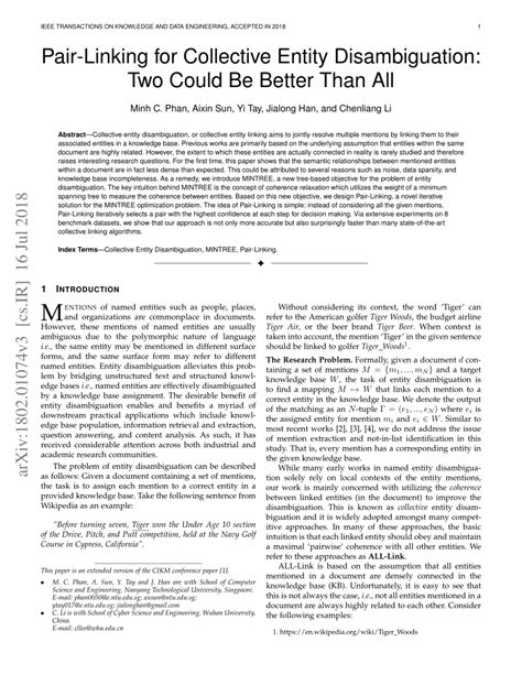 PDF Pair Linking For Collective Entity Disambiguation Two Could Be Better Than All