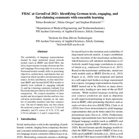 Fhac At Germeval 2021 Identifying German Toxic Engaging And Fact