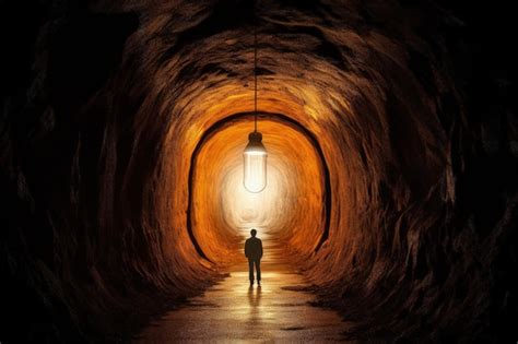 Premium Ai Image Person Looking At The Light At The End Of The Tunnel