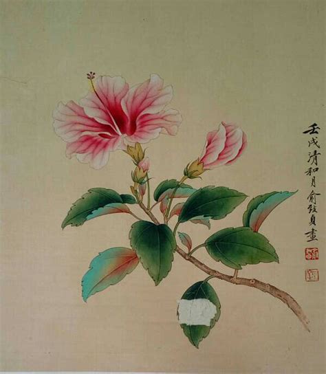 《俞致贞 1982年作 扶桑 绢本 39x36》