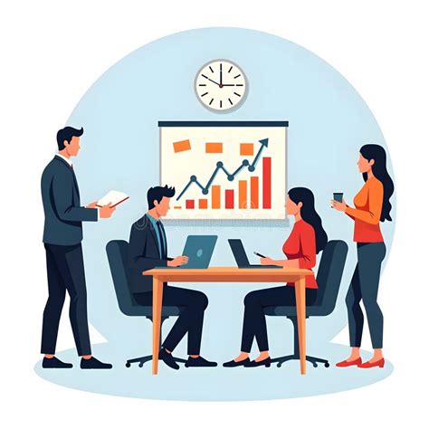 Business Meeting Illustration Showing Team Collaboration And Growth