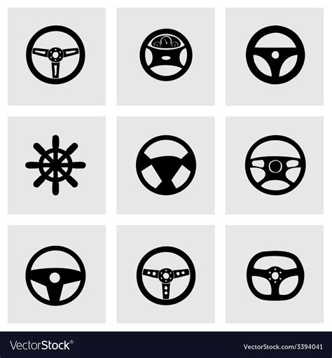 Steering Wheels Icon Set Royalty Free Vector Image