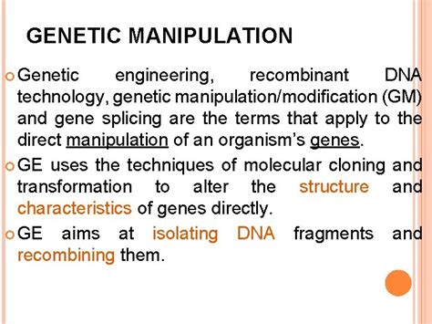 Genetic Manipulation Strategies In Environmental Biotechnology Genetic