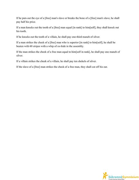 Worksheet Hammurabis Law Code Analysis 3 Súkromné Gymnázium