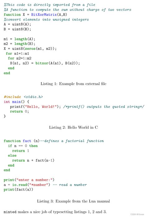latex 使用minted进行代码高亮 code highlighting highlighted latex csdn博客