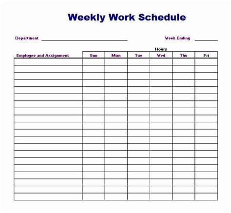 Employee Weekly Work Schedule Template Lovely Weekly Work Schedule Template Free Word Excel