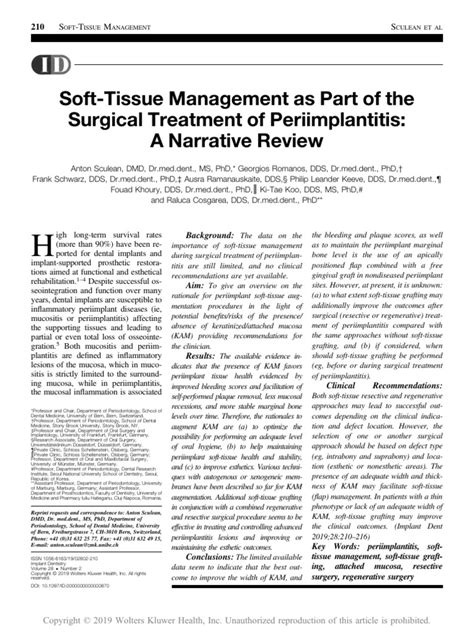 Soft Tissue Management As Part Of The Surgical15 Pdf Dental