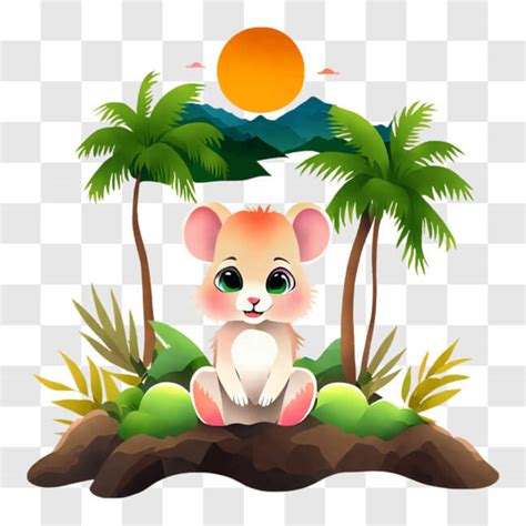 Descarga Lindo ratón de dibujos animados disfrutando de la naturaleza