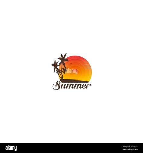 Logo Design Summer Beach Flat Design Concept Stock Vector Image And Art