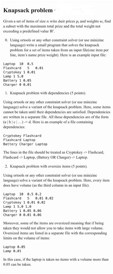 Solved Knapsack Problemgiven A Set Of Items Of Size N ﻿witn
