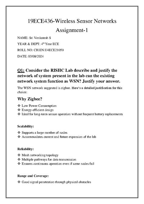 19ece436 Assignment 1 21050 19 Ece4 36 Wireless Sensor Networks