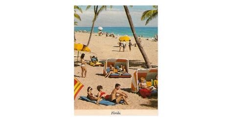Vintage Retro Florida Beach Travel Postcard