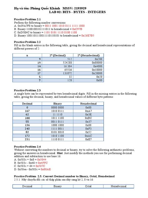 Lab 02 Bits Bytes Integers Pdf