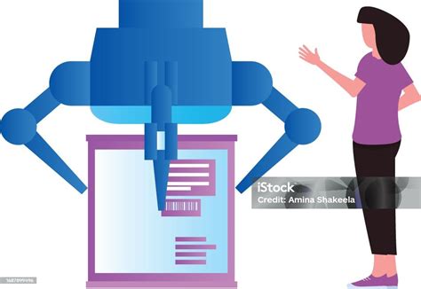 The Girl Is Looking At The Automation Production Stock Illustration