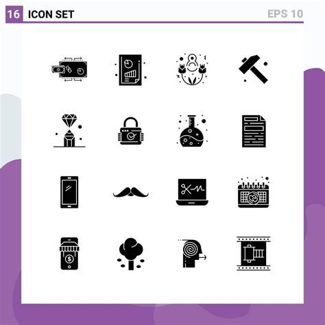 User Interface Solid Glyph Pack Of Modern Signs And Symbols Of Jewel Gems Graph Analysis Tool